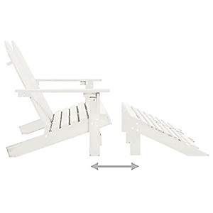Tidyard 2-Seater Patio Adirondack Chair&Ottoman Fir Wood White Outdoor Fire Pit Chair Wooden Garden Armchair for Porch Pool Lawn Deck Backyard Balcony Outdoor