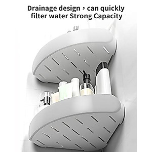 TOPHOME Triangular Corner Shower Rack Shower Caddy Corner Shelf Shower Basket Wall Mounted Shower Holder Organizer Storage Basket Rack for Bathroom Kitchen Toilet Dorm-NO-Drilling