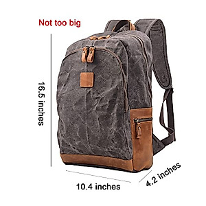 WUDON Canvas Leather Backpack for Women - Casual Style Shoulder Rucksack for Daypack Vintage Backpacks