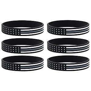 Inkstone (6-pack) Thin Grey Line American Flag Bracelets - Bulk Pack of 6 Thin Gray Line Silicone Rubber Wristbands for Corrections Officers - Accessories Gifts for Correctional Officers Men Women