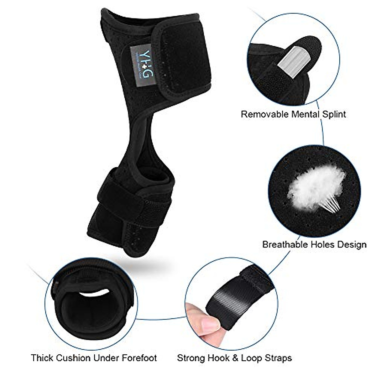 Planters Night Braces, Night Splint Plantar Fasciitis, Night Splint Feet, Night Splint Achilles Tendonitis, Adjustable Plantar Fasciitis Dorsal Night and Day Splint with Spiky Massage Ball