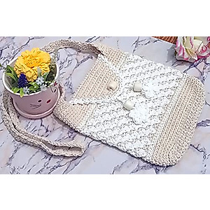 Ifem Crochet Tote Bag - Cute Knitting Tote Bags woven bag For women aesthetic Trendy Beach Bag.handmade knit bags. (simple style 2)