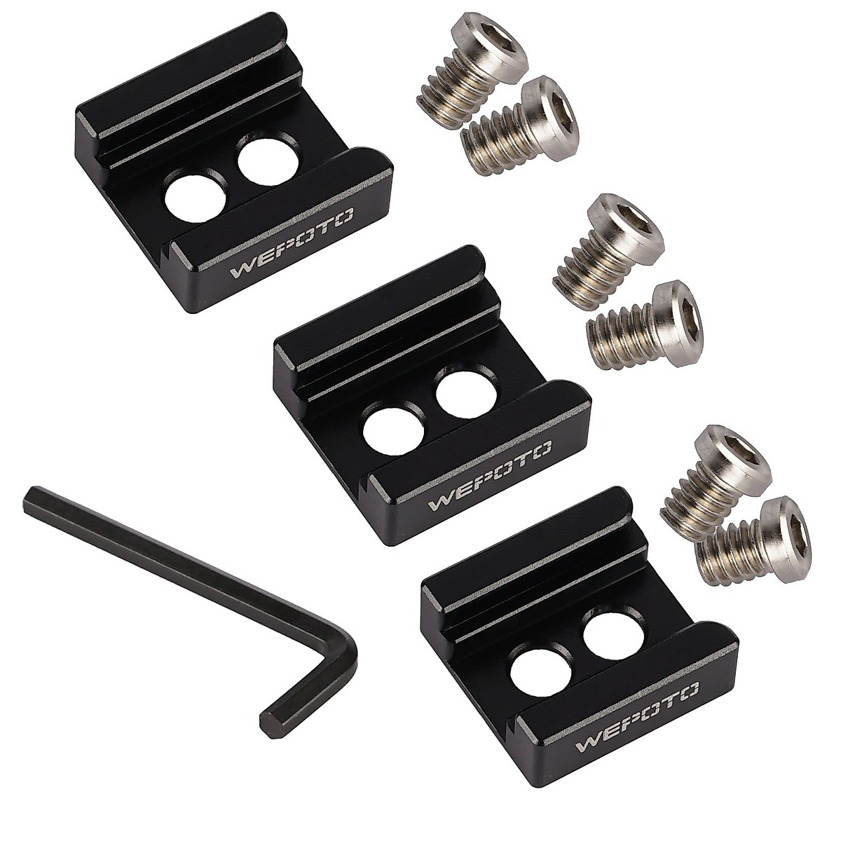 WEPOTO Cold Shoe Mount Adapter (3pcs Pack) with 1/4"-20 Thread for Camera Cage Flash LED Moniter - 1005