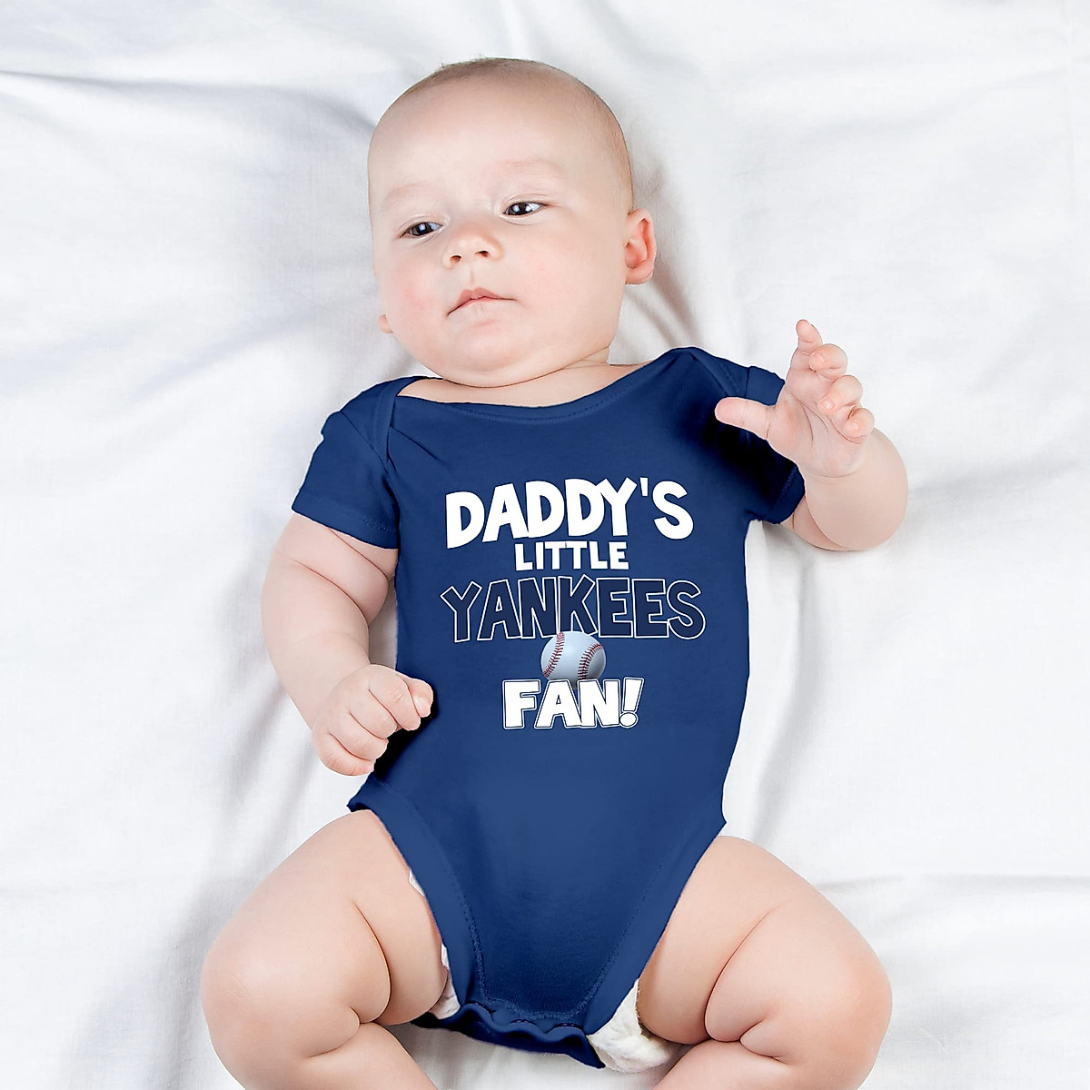 NanyCrafts Baby's Daddy's Little Yankees Fan Bodysuit 3 Months Navy