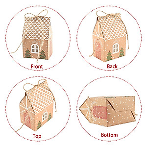 ANCIENTPWR 20 PCS Small Christmas Gingerbread Treat Boxes, Mini Candy Goodies Boxes Kraft Paper Gift Bags for Kids Party Favors Gifts Wrapping