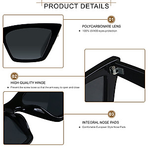 LYZOIT Cat Eye Sunglasses Women 2 Pack Square Cateye Frames Fashion Vintage Classic Retro Sun Glasses Cool Trendy Shades Black Tortoise