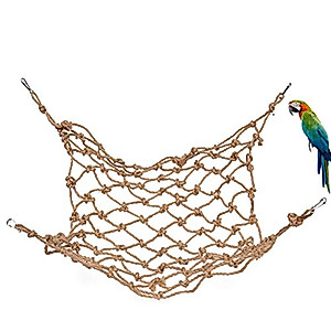 Parrot Cage Toy Hemp Rope Climbing Net Ladder Parakeet Budgie Macaw Play Gym Toy Pendant with Hanging Buckle (Large Size) Pet Gift