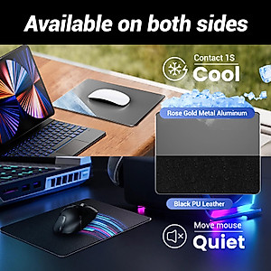 Metal Aluminum Mouse Pad, Office and Gaming Thin Hard Mouse Mat Double Sided Waterproof Fast and Accurate Control Mousepad for Laptop, Computer and PC,9.05"x7.08", Gray