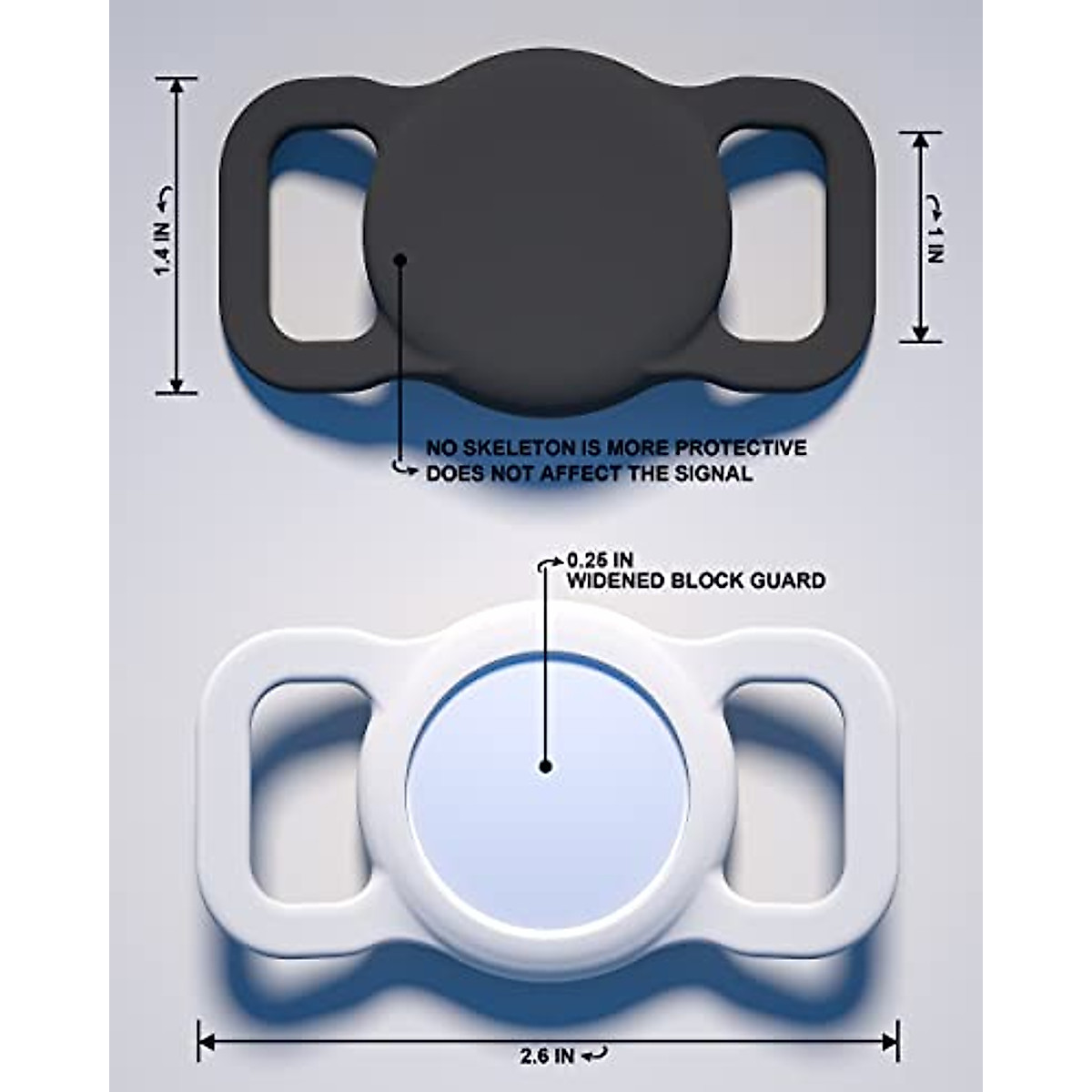 2 Pack Airtag Dog Collar Holder for Apple Tag, Air Tag Dog Collar Siulicone, Airtag Cat Collar, Anti-Lost Air Tag Case Holder Compatible with Cat Dog Collars Charms & Pets Accessories (Black&White)