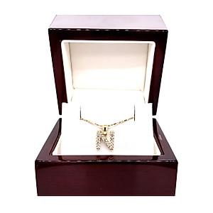 Diamond Wish 14k Yellow Gold Letter N Diamond Initial Pendant Necklace (1/10cttw) with 18-inch chain