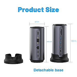 DynTech DYNTECH USB Docking Station, USB C Hub to Dual VGA HDMI Ports. USB Type C hub Dual Monitor. Keyboard and Mouse Adapter for