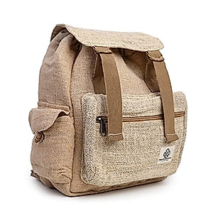 Mini Hemp Backpack Cute Functional - Eco Friendly Unisex Rustic Bag Durable by Freakmandu White/Beige