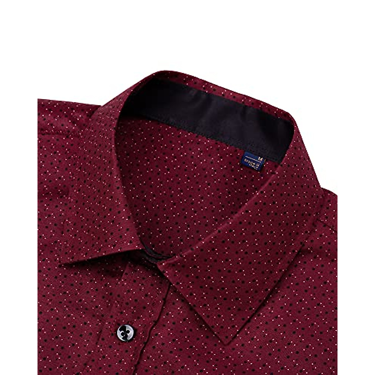 J.VER Men's Casual Long Sleeve Dress Shirt Print Business Button Down Shirts Burgundy 3X-Large