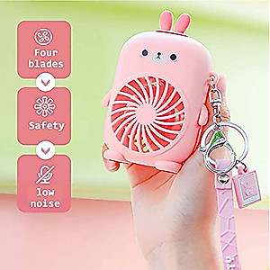 Keychain Mini Fan, Rechargeable Personal Fan, Summer Creative USB Charging Portable Silent Keychain Mini Fan, 500Mah, Handheld for Travel, Walking, Hiking (B)