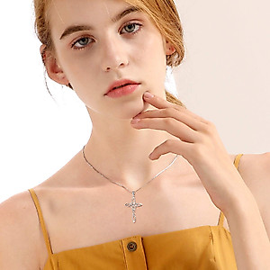 Womens Cross Necklace Gifts Sterling Silver Religious Irish Infinity Love Heart Irish Celtics Necklace Jewelry Mothers Day Birthday Gifts for Women