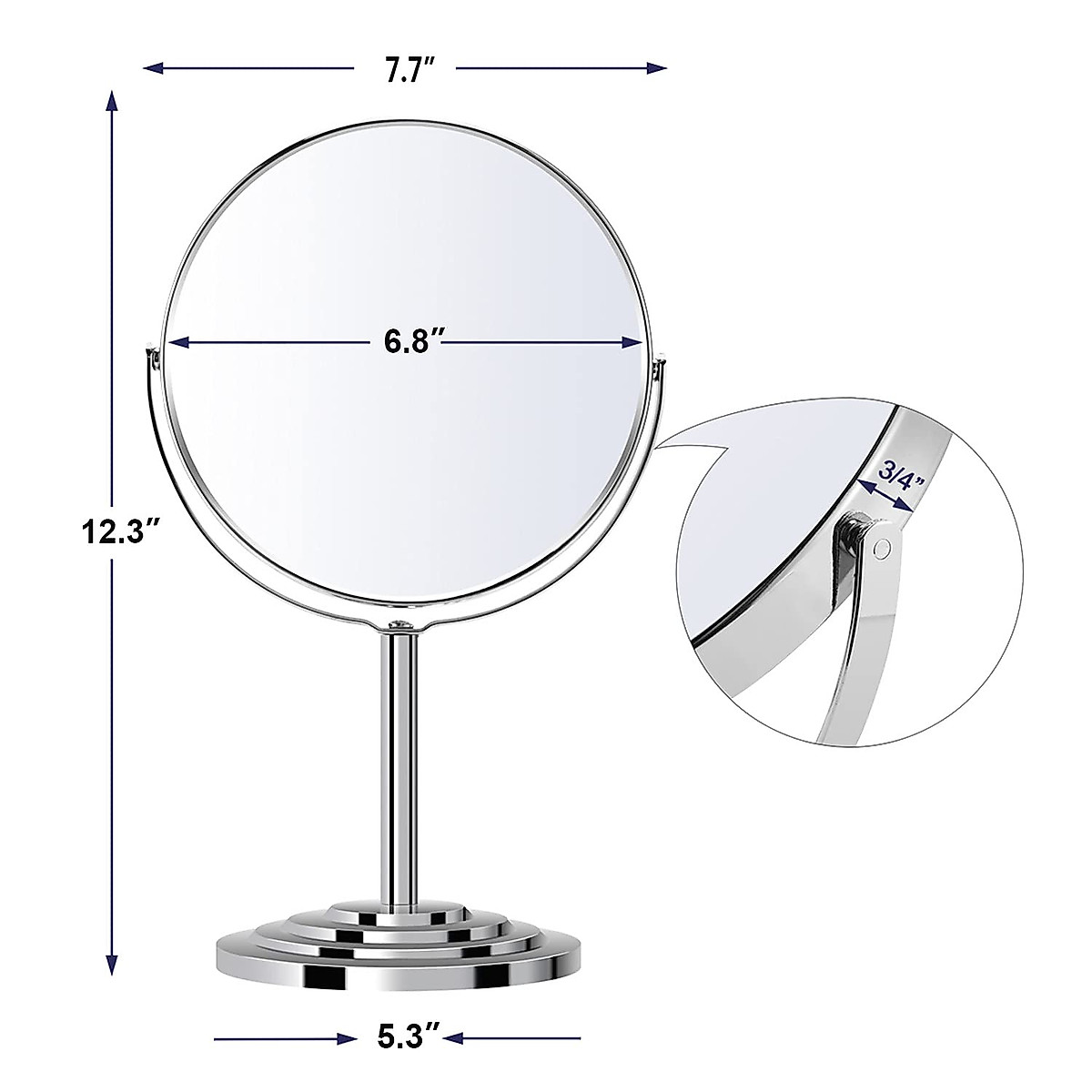 NAYSAYE Round Tabletop Vanity Mirror - Double Sided Makeup Table Mirror Stand with 1X/4X Magnifying (7-inch)
