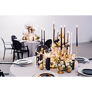 Black Taper Candles 12 Inch Tall Unscented Elegant Premium Quality Dripless Smokeless Hand-Dipped - Set of 12 - for Holiday Decoration Wedding Dinner Table Birthday Made in USA