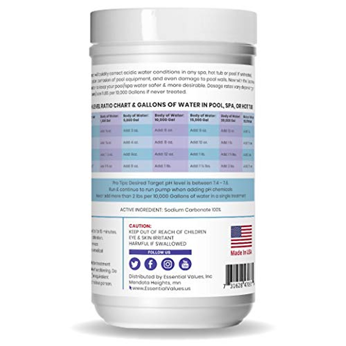 PH Increaser for Hot Tub Swimming Pools & Spa (2 LBS) - Soda Ash Powder to Get Level of Your PH Up - Fight Corrosion, Correct Acidic Water Safely, Made in USA
