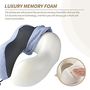 BIGTONE Travel Pillow,Neck Pillow for Traveling,100% Pure Memory Foam Neck Pillow for Flight Headrest Sleep,Machine Washable Cover,Portable Plane Accessories,Pink