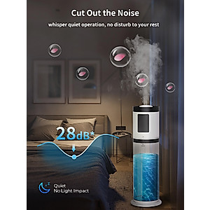 Humidifiers for Bedroom Large Room, 8L Large Capacity Cool Mist Humidifier, Air Humidifiers for Home, Smart Humidity Setting, Easy Top Fill, Sleep Mode, Essential Oil Box & Ambient Light, Auto Shutoff