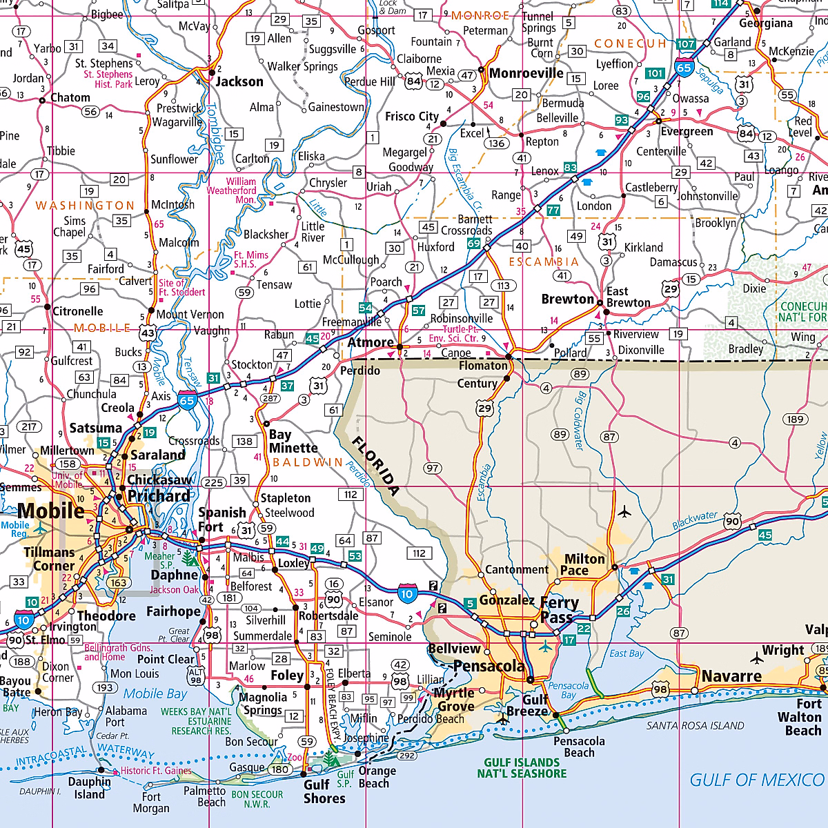 Rand McNally Easy To Read Folded Map: Alabama State Map