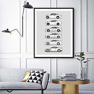 Idea Network History of Nissan Skyline GT-R Generations Print (Wall Art Handmade of the History Evolution Skyline KPGC10, KPGC110, R32, R33, R34, R35) (8x10" Print (Unframed), Satin Paper)