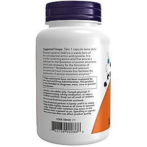 Now Foods Nac-Acetyl Cysteine 600mg, 250 Vcaps (500 (250X2))