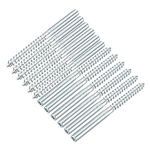 uxcell M6 Hanger Bolts Length 3-1/8"(79mm) Double Headed Bolts Self-Tapping Screw 6mm Wood Joint Furniture Legs 12pcs