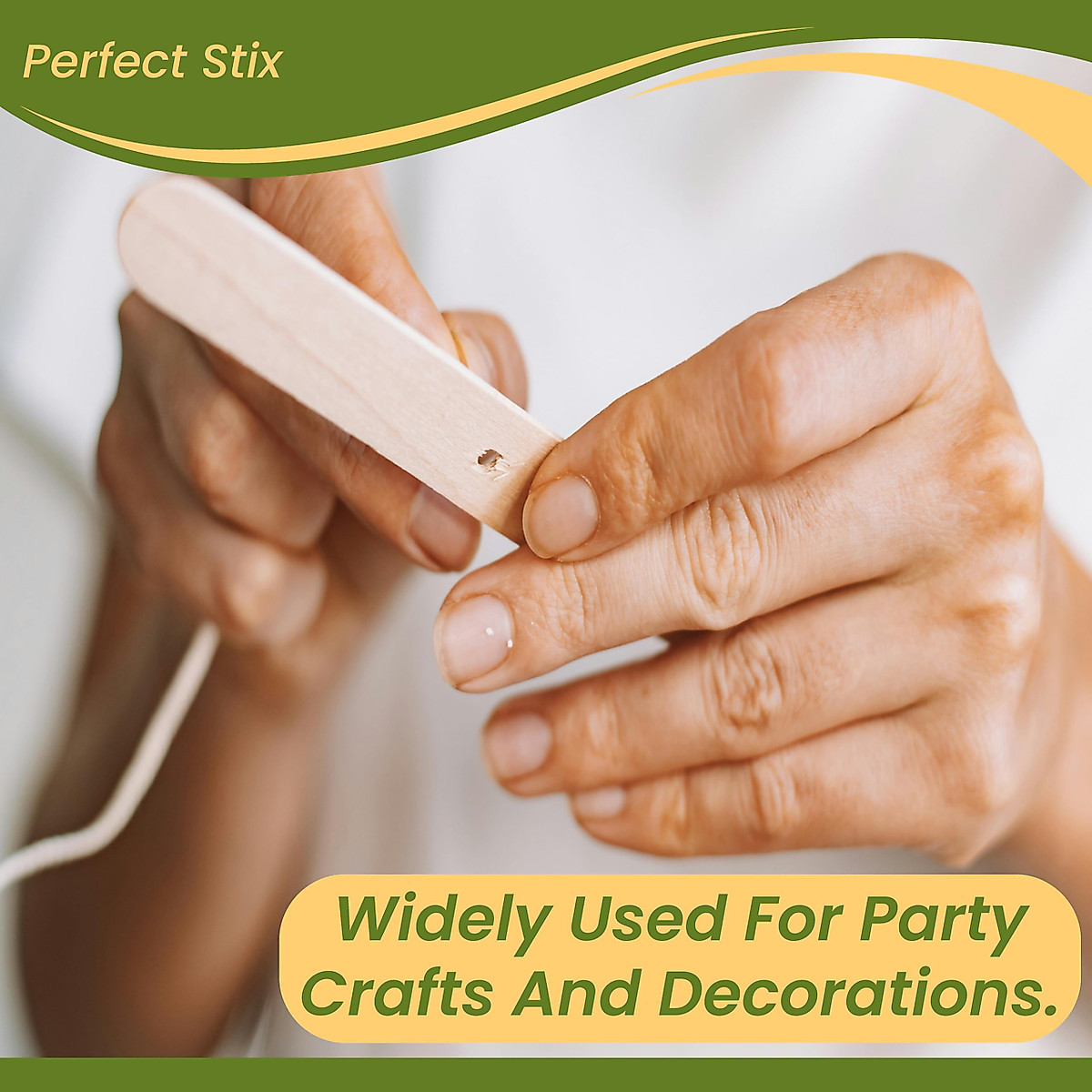 Perfect Stix Wooden Poplar Wood Craft Sticks. Jumbo Size, 6 x 3/4, Wood, Natural Poplar Wood, 500Ct. Multipurpose Craft, Popsicles, Waxing, Arts and Crafts.