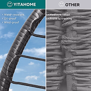 YITAHOME Egg Chair with Stand Outdoor Indoor Egg Lounge Chair Cushion Wicker Chair Rattan Chair Included for Patio, Garden, Backyard, Porch, Gray