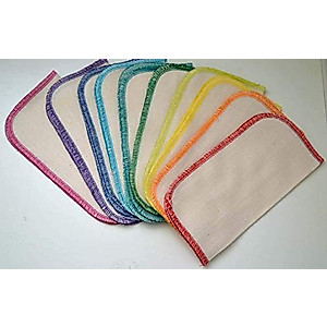1 Ply Organic Birdseye Washable Baby Wipes 8x8 Inches Set of 20 Rainbow Assortment