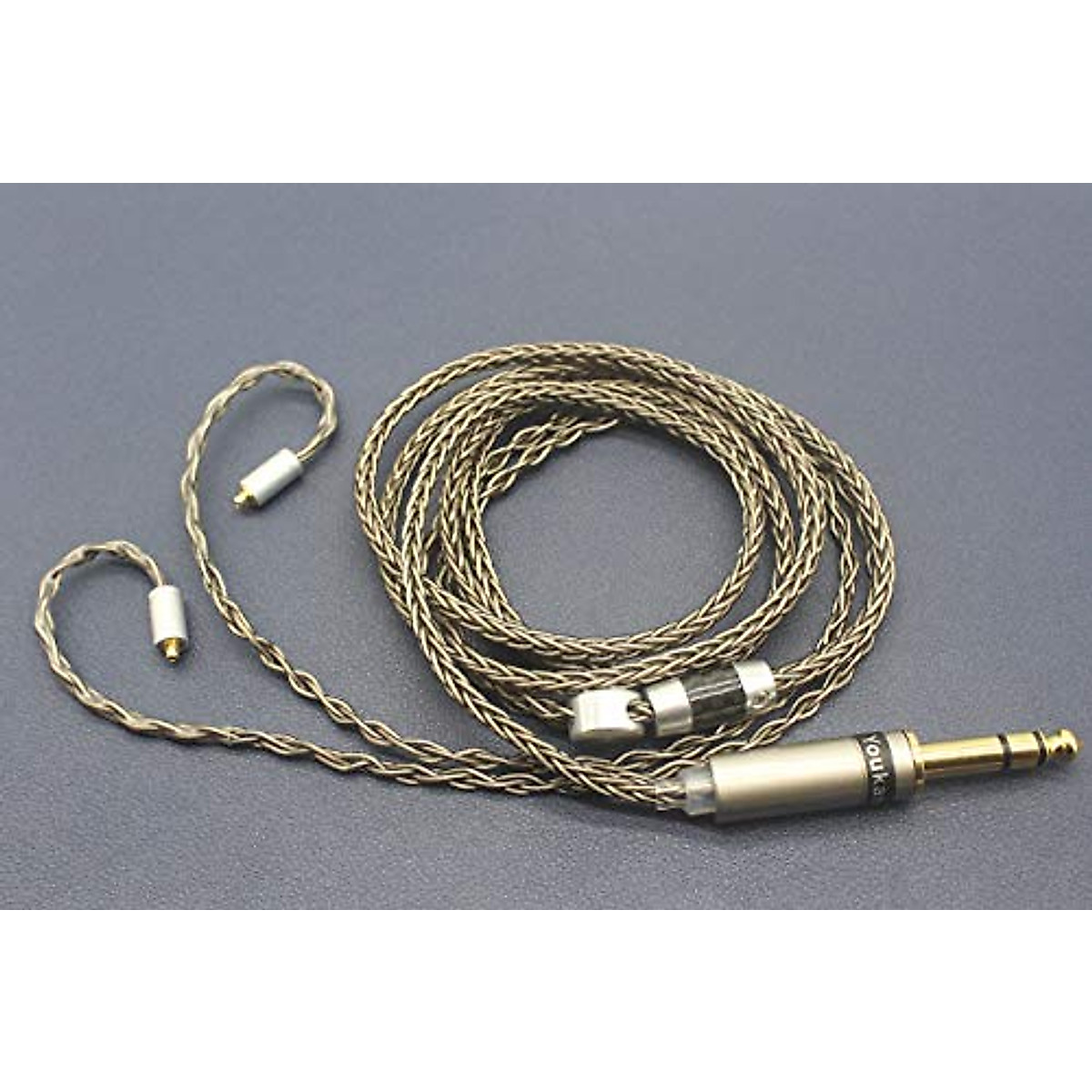 Youkamoo 6.35mm 8 Core Silver Plated Braided Earphone Replacement Upgrade Cable Silver Plated Wire Earphone Cable for SE215 SE425 UE900s TIN Audio T2 T3 BGVP (MMCX)