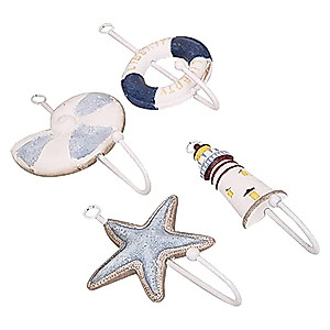 Cabilock 12pcs Kitchenrandom Lifebuoy Iron Coat Decorations Random Decor Hanger Star Decoration or Nautical Rustic Hat Metal Towel Wall Hanging Beach Mediterranean Hooks Key Sea Themed
