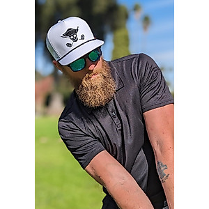 Golf Hat | Funny Pirate Flag Logo | Adjustable Golf Hat | Hat for Men | Golf Gift for Men (Polyester, High Profile White)