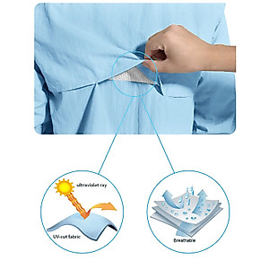 NOMINATE Mens Long Sleeve Fishing Shirts UPF 50+ UV Protection Sun Shirts Quick Drying Hiking Lightweight Blue