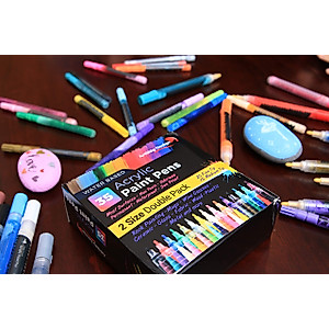 ArtShip Design 35 Premium Acrylic Paint Pens, Double Pack of Both Extra Fine and Medium Tip, for Rock Painting, Mug, Ceramic, Glass, and Fabric Painting, Water Based Non-Toxic and No Odor