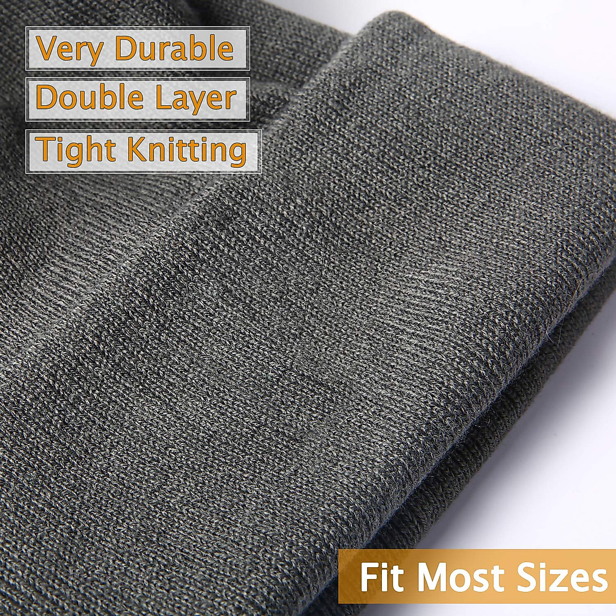 4 Pack Beanies Four Seasons Hats Knitted Cap for Men & Women & Teen (Black/Light Gray/Dark Gray/Dark Blue)