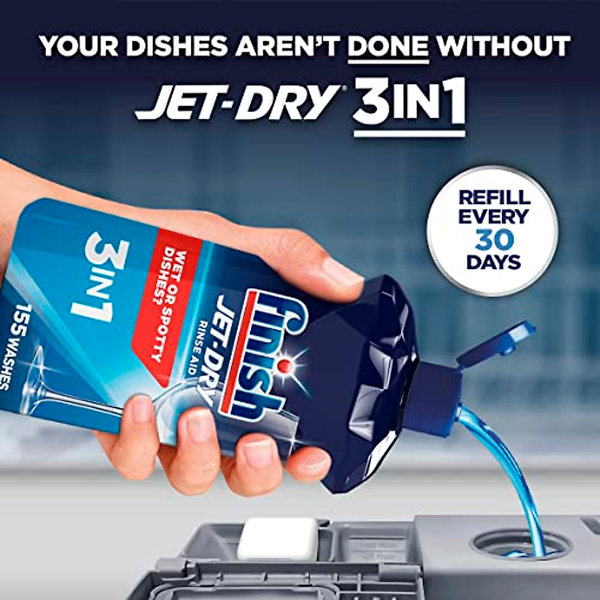 Bundle of Finish Jet-Dry Rinse Aid, Dishwasher Rinse Agent and Drying Agent, 23 fl oz, Packaging may vary + Finish Dishwasher Cleaner - Liquid Fresh 4x8.45 oz.