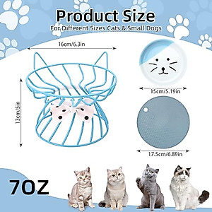 Raised Cat Food Bowl ,Elevated Cat Feeder Bowl Stand, Food & Water Cat Bowl, Shallow Ceramic Cat Dish, Whisker Friendly No Spill Water Bowl for Cats