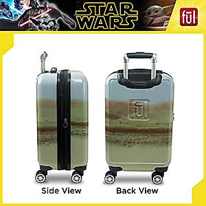 FUL Star Wars The Mandalorian Grogu 22 Inch Rolling Luggage, Hardshell Carry On Suitcase with Spinner Wheels, Multi