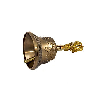 Singing Bowl Nepal Tibetan Buddhist Meditation Bell And Dorje Set - Dharma Objects Bell Of Enlightenment From Nepal 7 Inches
