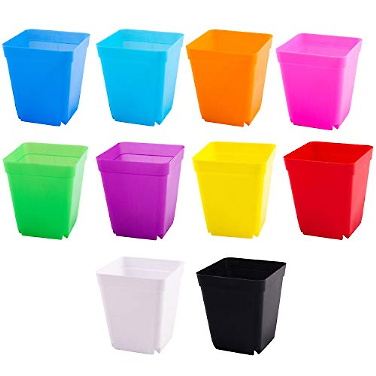 qiguch66 Small Plant Pots,10Pcs Bonsai Planter Nursery Flower Pot Garden Square Home Plastic Decor Supply - Red