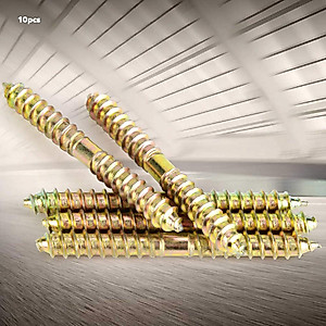 10pcs 6 * 60mm Double Ended Self-tapping Screw, Double Ended Dowel Screw, Double Sideded Screws, Double End Furniture Screw for Making Joints Between Two Pieces of Wood