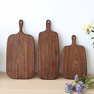 Pearlead Walnut Wood Cutting Board with Handle Large Serving and Chopping Board Cheese Hardwood Bread Board for Serving Chopping Fruit Vegetables Meat Charcuterie Platter 14.5 x 6.7 inch