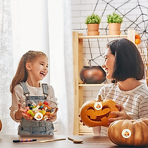 Thank You Pumpkin Label Stickers Roll, 1.5 inch 500 Pcs Cute Fall Fun Stickers for Thanksgiving Day, Round Seal Pumpkin Stickers for Goodie Bags Gift Favors Box Cards Decorations