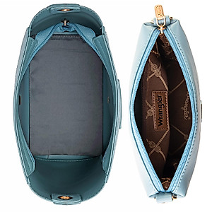 Wrangler Bucket Handbags for Women Crossbody Purse with Guitar Strap and Hobo Bag Organizer Insert Tote Oversized Blue WG67-9182BL