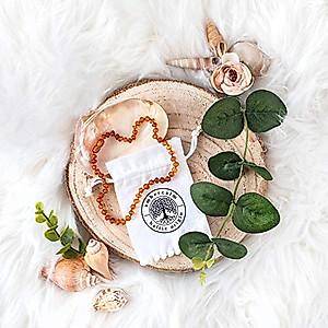 Ambercalm Baltic Amber Necklace - Raw Unpolished Amber Baroque w/Certified Genuine Baltic Amber Cognac 12.5 Inches