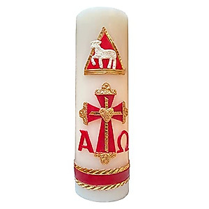 Angelitos de Mexico Alpha Omega Sheep Catholic Paschal Candle Handmade Artisanal Cirio