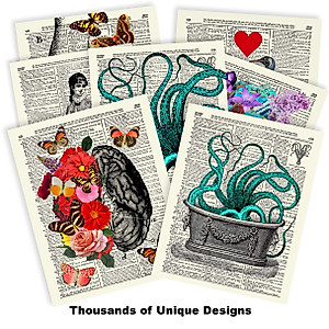 Chicago Color Skyline, Vintage Dictionary Art Print, Antique Wall Art Home Decor, Modern Boho Poster, Farmhouse Decoration Living Room Bedroom Office 8x10 Inches, Ready To Frame