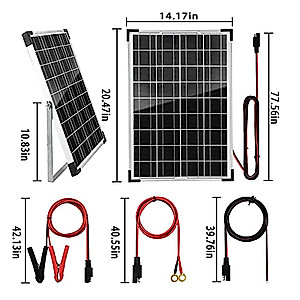 SUNSUL 30 Watt 12V Solar Panel Kit Battery Maintainer Trickle Charger, with Waterproof 5A 12V/24V PWM Solar Charge Controller and Adjustable Solar Panels Mount Rack Bracket (30 Watt with Accessories)